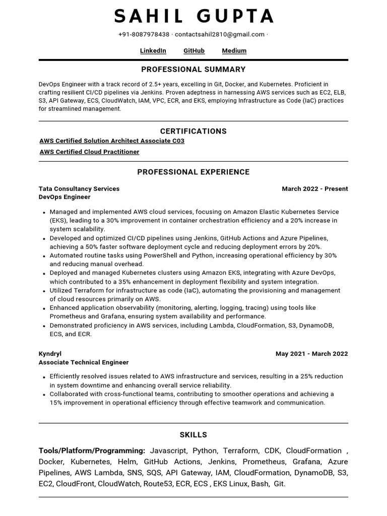 Sahil Gupta | PDF | Amazon Web Services | Software Development