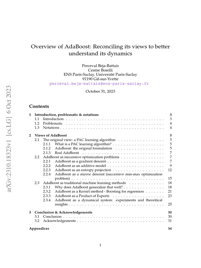 Overview of Adaboost: Reconciling Its Views To Better Understand Its Dynamics | PDF | Machine ...