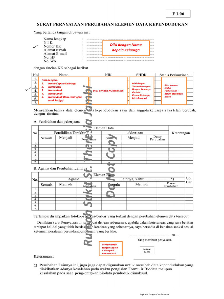 Cara Pengisian Formulir Dukcapil | PDF
