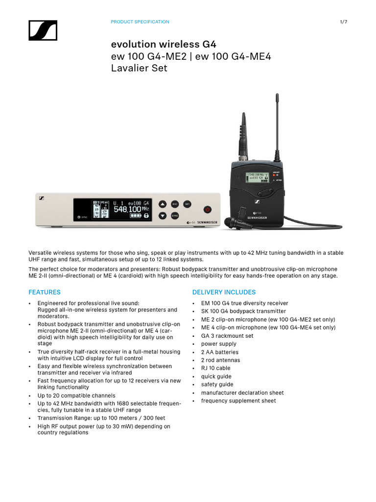 SP 1131 v1.2 Ew 100 G4-ME2-ME4 Product Specification EN | PDF | Decibel ...