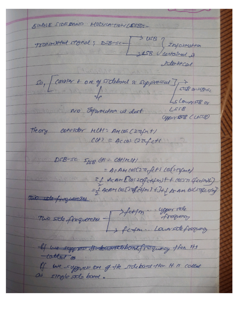 SSB-SC Time and Frequency Domain Derivation | PDF