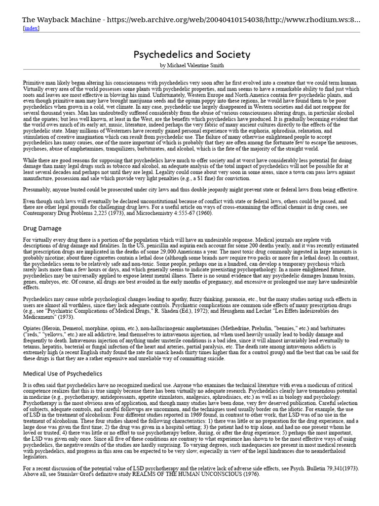 Psychedelic Chemistry - Psychedelics and Society | PDF | Psychedelic Drugs | Drugs