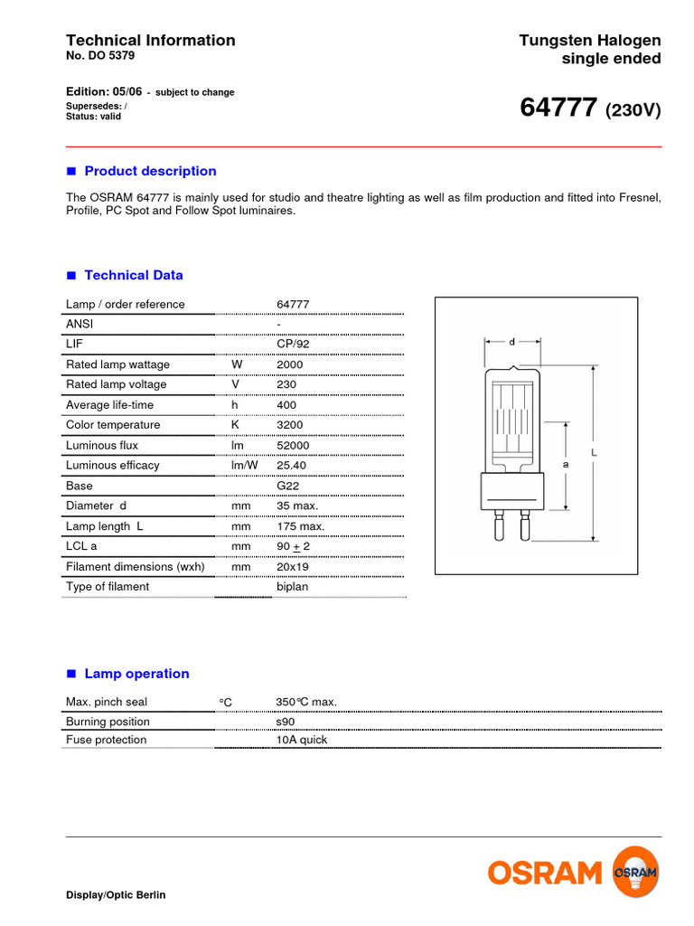 Technical Datasheet 64777 | PDF