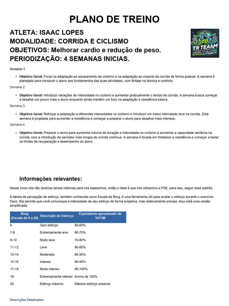 Plano de Treino - Isaac Lopes | PDF | Corrida