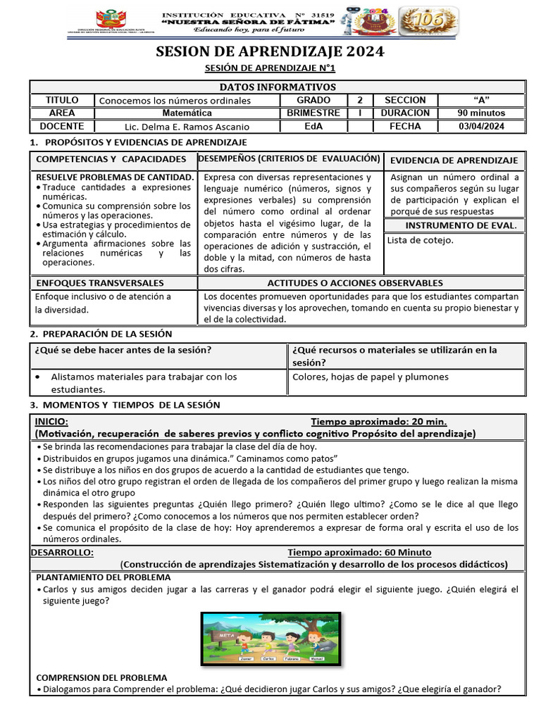 Aprendiendo Números Ordinales en 2° | PDF | Aprendizaje | Evaluación