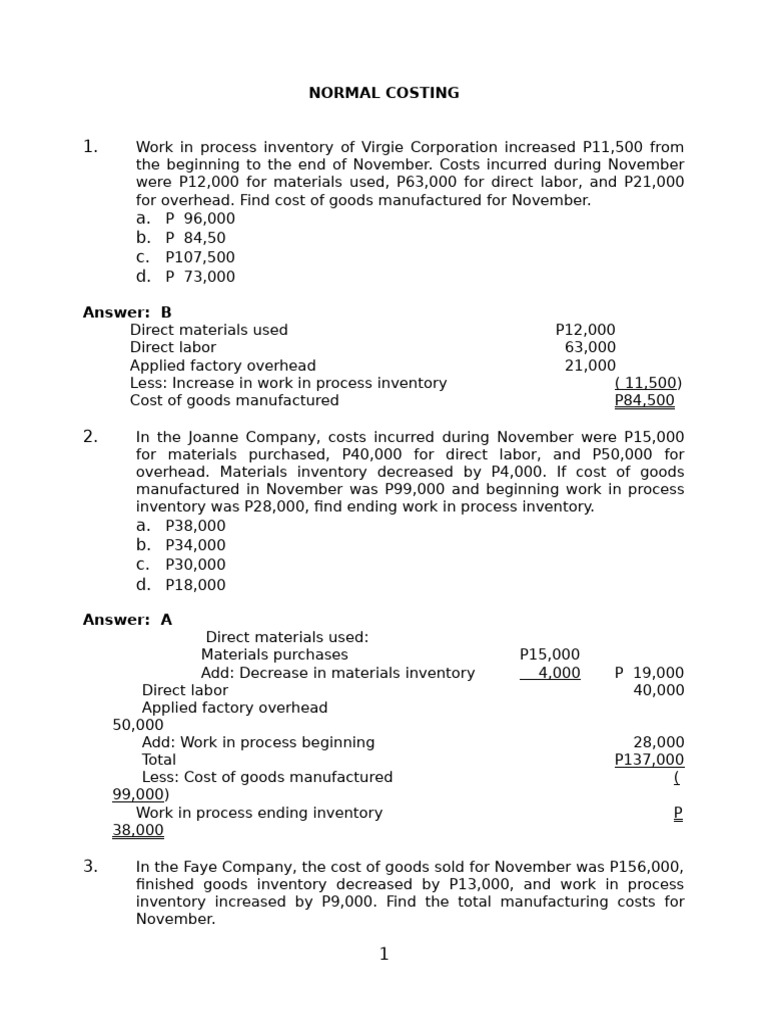 Cost Accounting Test Bank | PDF | Cost Of Goods Sold | Inventory