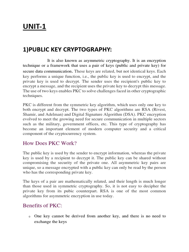 Unit-1 (NS) | PDF | Public Key Cryptography | Key (Cryptography)