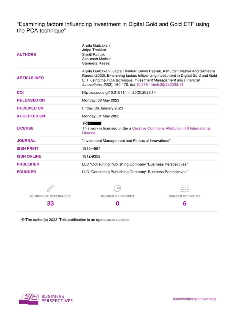 IMFI 2023 02 Gurbaxani | PDF | Exchange Traded Fund | Gold As An Investment