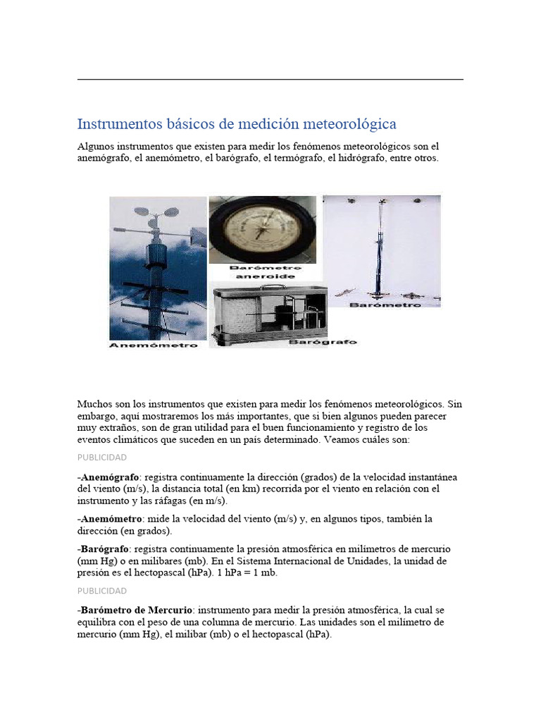 Instrumentos Básicos de Medición Meteorológica: Publicidad | PDF ...