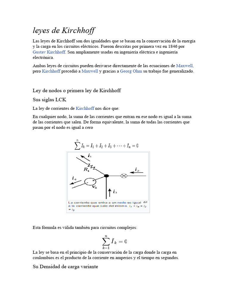 Leyes de Kirchhoff | PDF | Ciencia de los Materiales | Ciencias fisicas