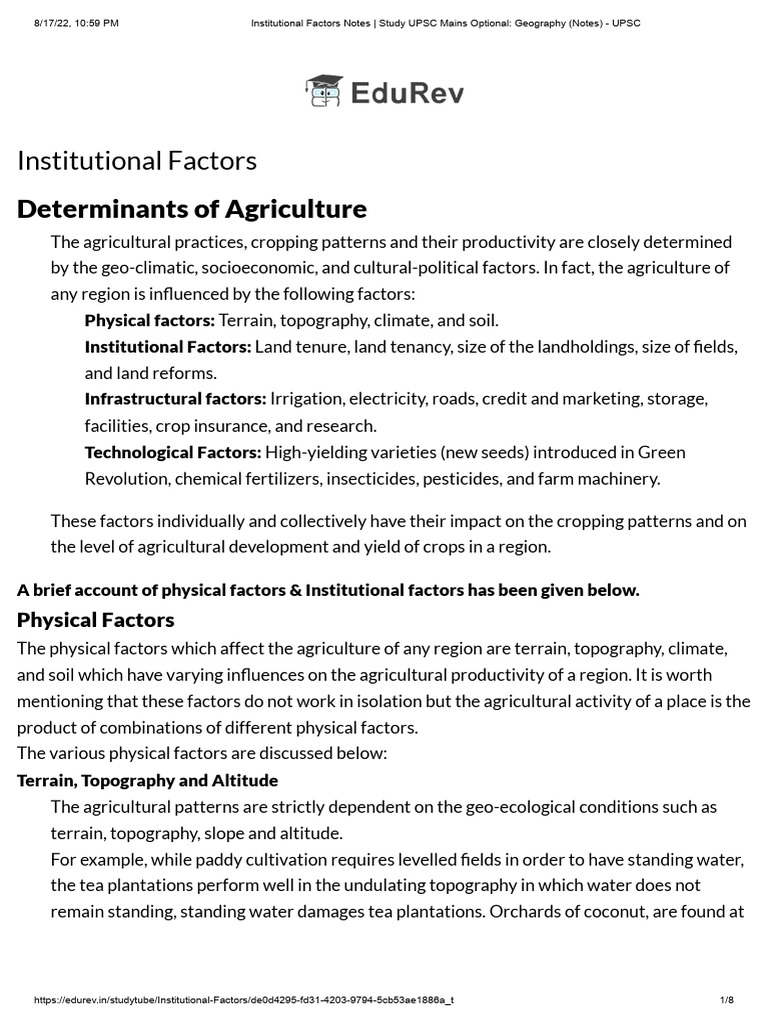 Institutional Factors Notes - Study UPSC Mains Optional - Geography ...