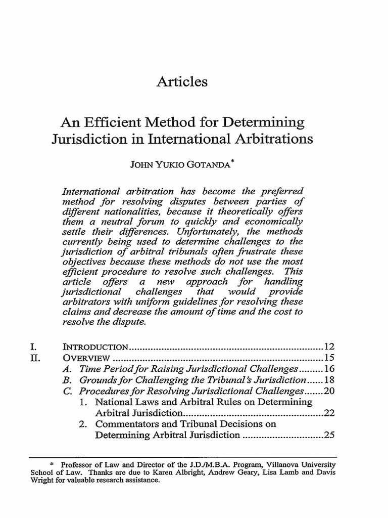 John Y. Gotanda - Determining Jurisdiction in Int. Arbitration | PDF ...