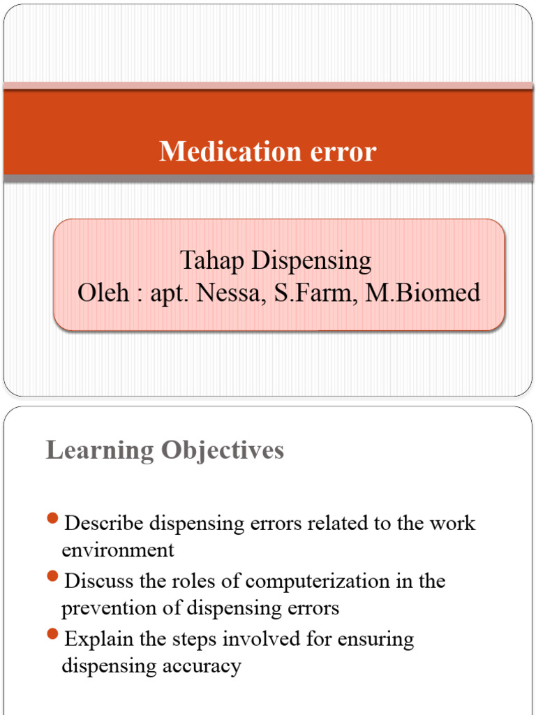 Medication Error (Dispensing) | PDF | Medical Prescription | Pharmacy