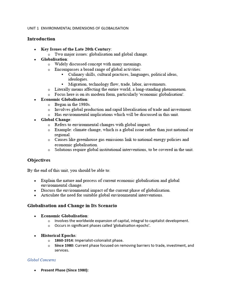Environmental Impact of Economic Globalisation | PDF | Climate Change ...