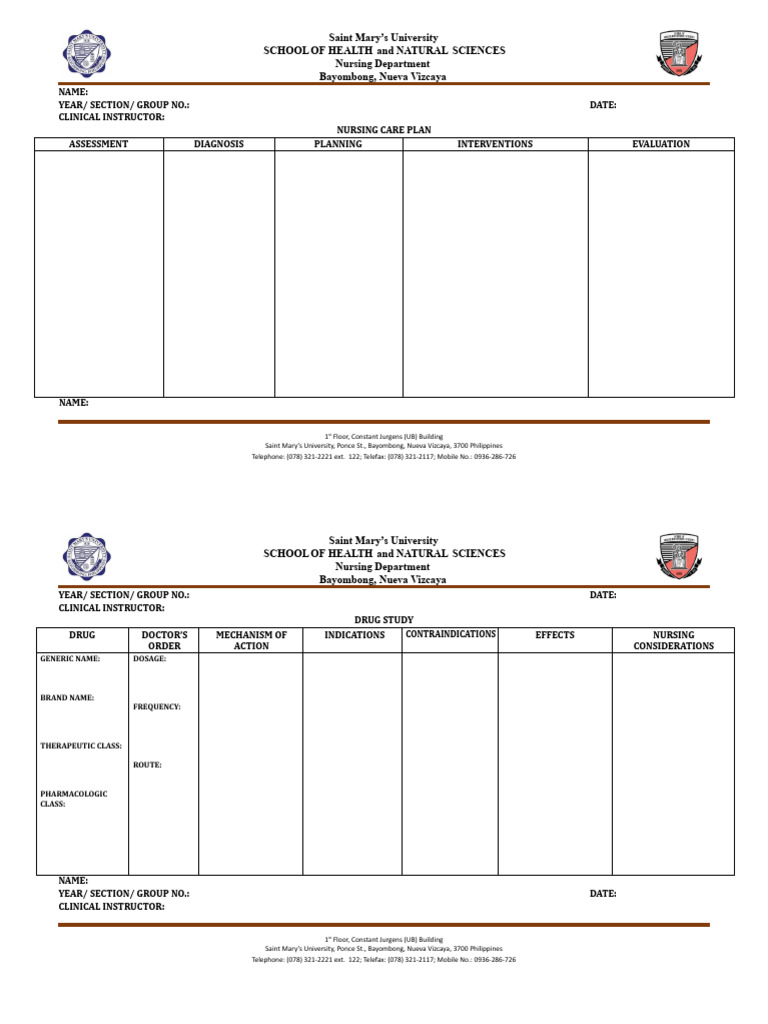 Drug Study and NCP Format Long Modified | PDF | Nursing ...