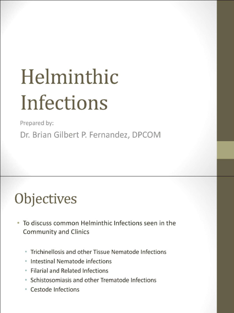 Helminthic Infections Overview | PDF | Medical Specialties | Diseases ...
