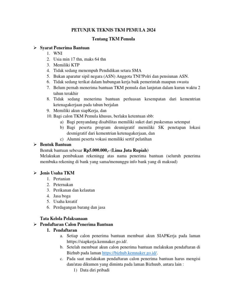 Petunjuk Teknis TKM Pemula 2024 | PDF