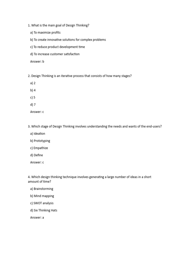 Questions and Answers | PDF | Design Thinking | Prototype