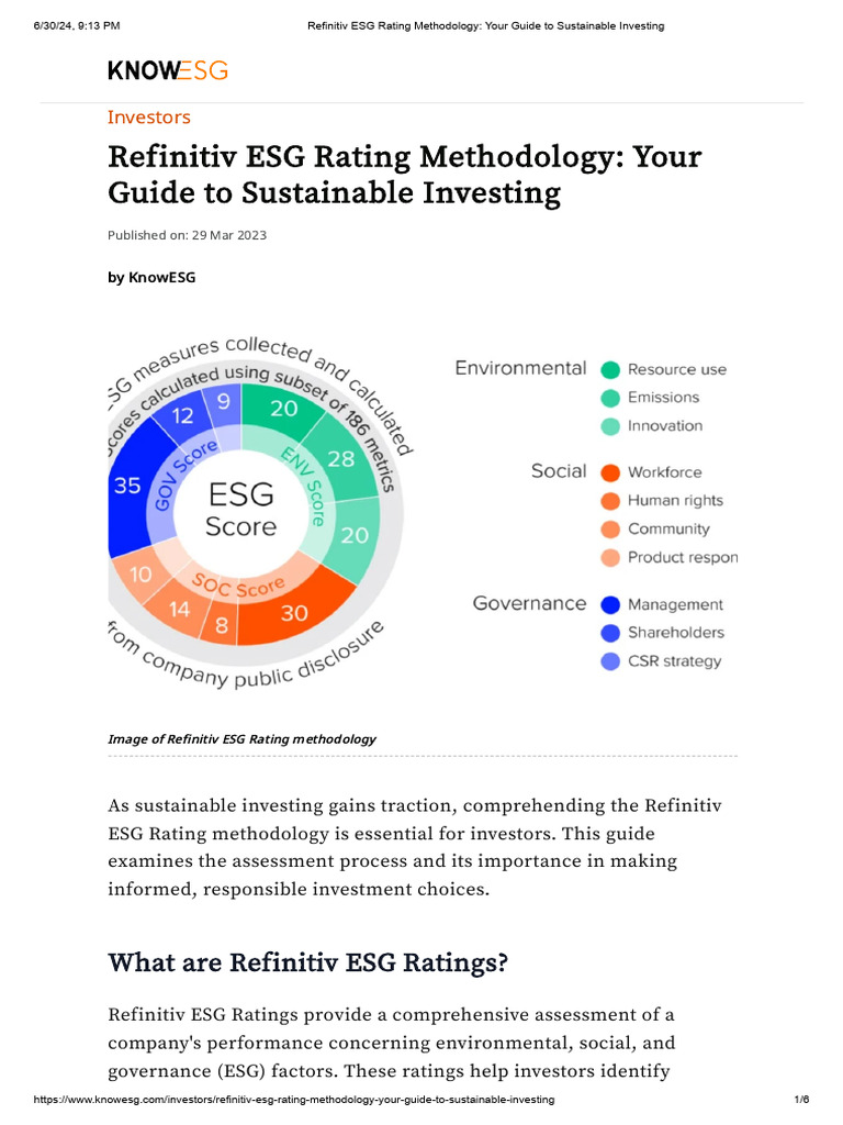 Refinitiv ESG Rating Methodology - Your Guide To Sustainable Investing ...
