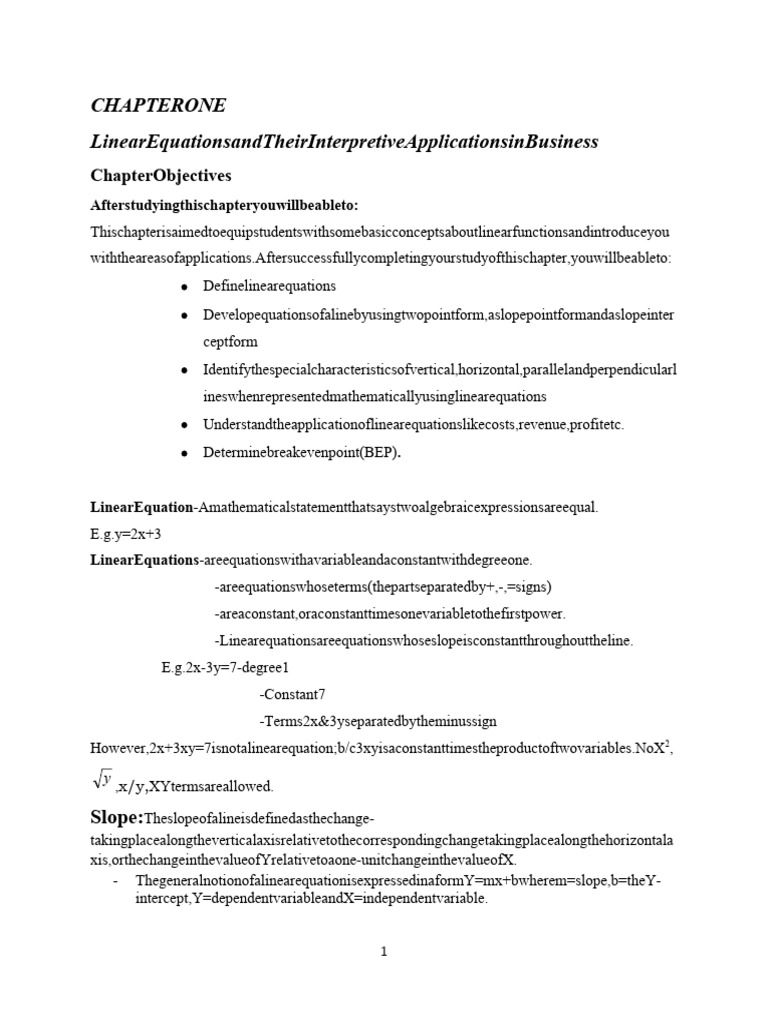 Business Mathematics Chapter One | PDF