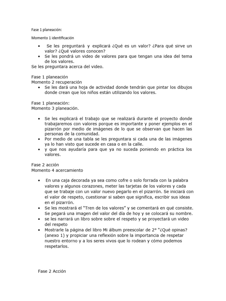 Plan de Valores. | PDF