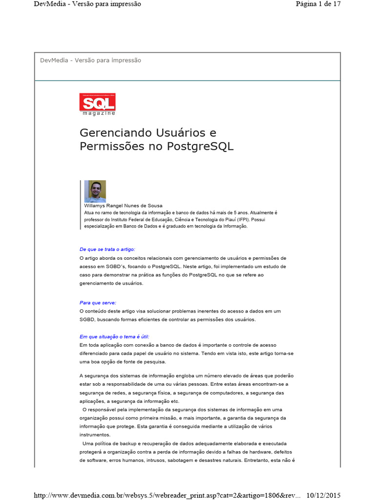 BD - Gerenciando - Usuarios - e - Permissoes | PDF | Bancos de dados | SQL
