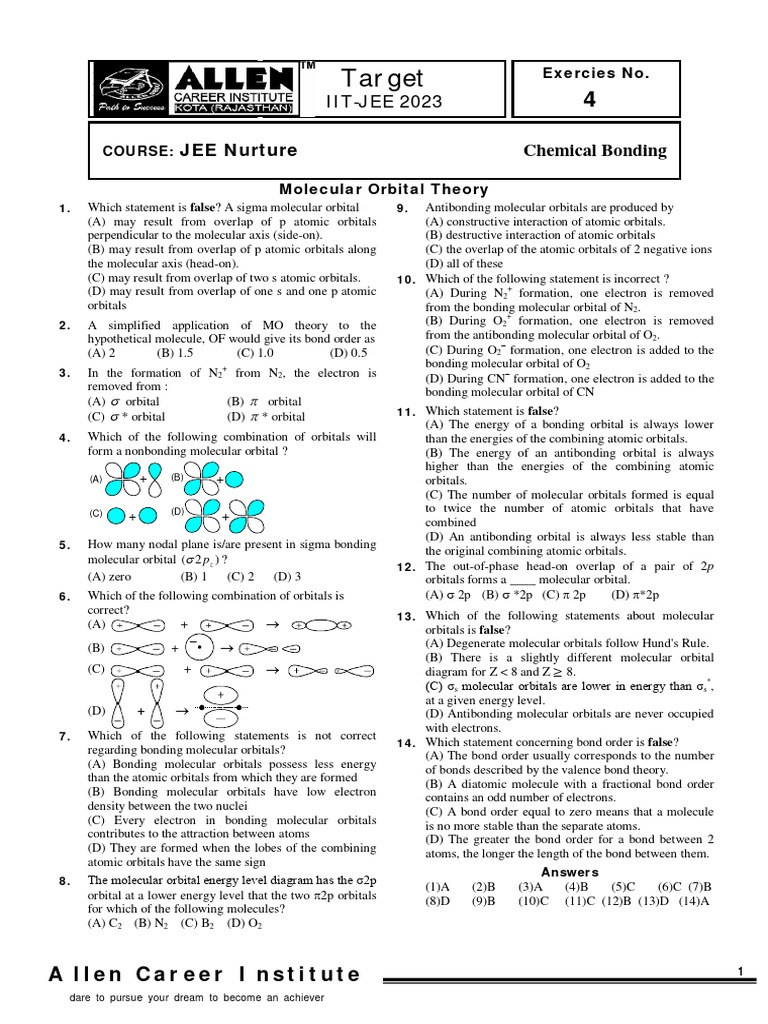 Chemical Bonding Ex-4 | PDF | Molecular Orbital | Chemical Bond