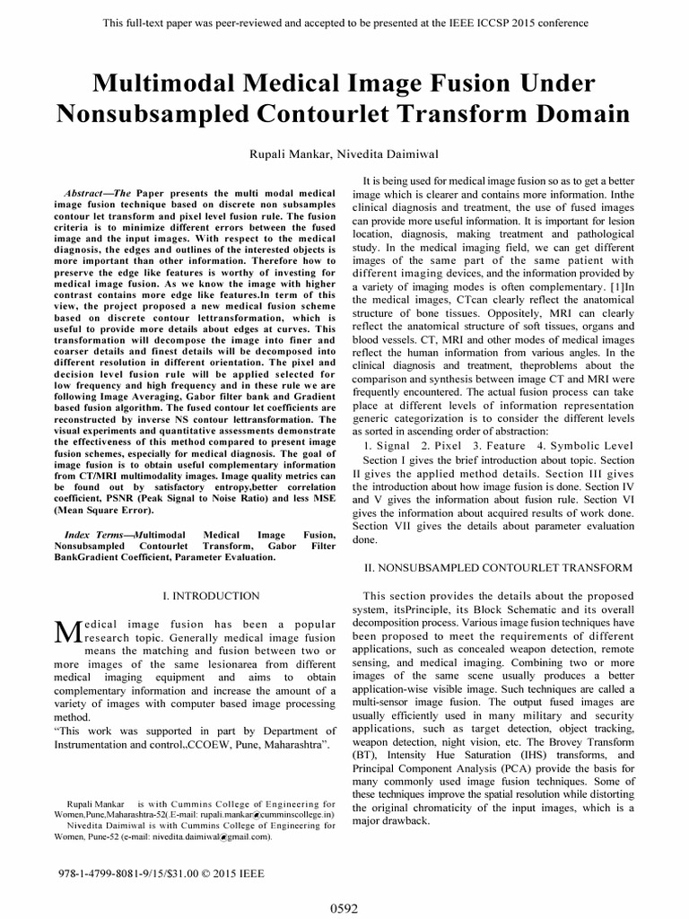 Multimodal Medical Image Fusion Under Nonsubsampled Contourlet Transform Domain | PDF ...