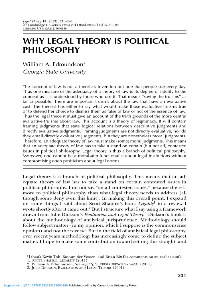 Why Legal Theory Is Political Philosophy | PDF | Jurisprudence | Theory