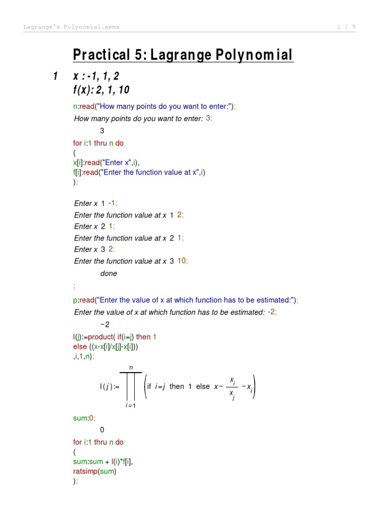 Lagrange's Interpolation | PDF | Mathematics | Applied Mathematics