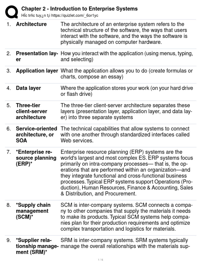 Overview of Enterprise Systems Architecture | PDF | Enterprise Resource Planning | Supply Chain ...