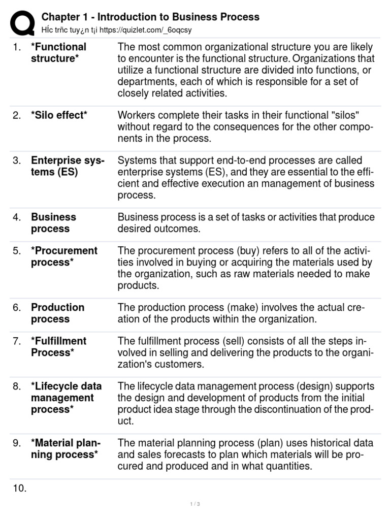 Chapter 1 - Introduction To Business Process | PDF | Inventory | Business Economics