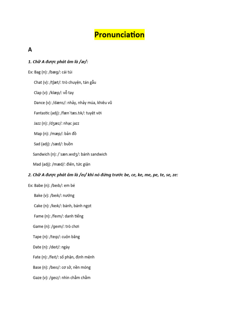 Pronunciation (Entrance Test) | PDF