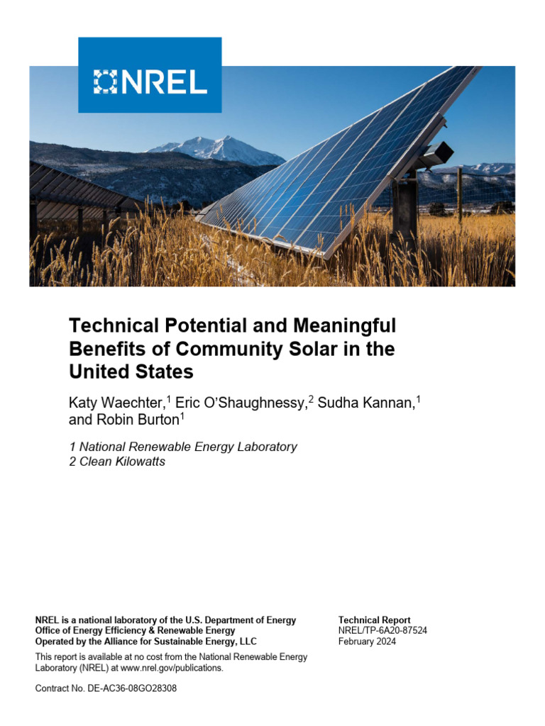 Technical Potential and Meaningful Benefits of Community Solar in The ...
