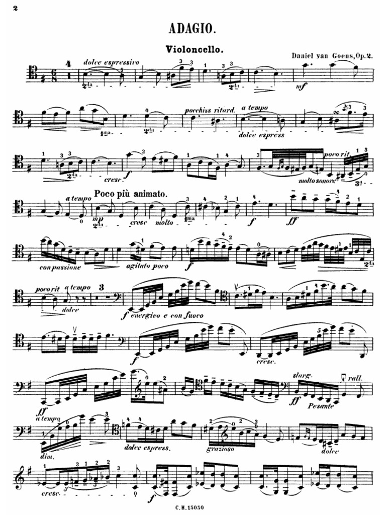 Van Goens - Adagio Op2 - Cello Part | PDF