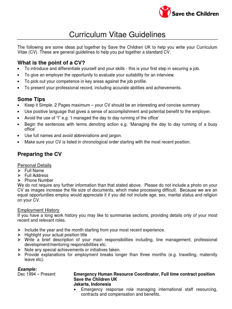 Curriculum Vitae Guidelines | PDF | Résumé | Business