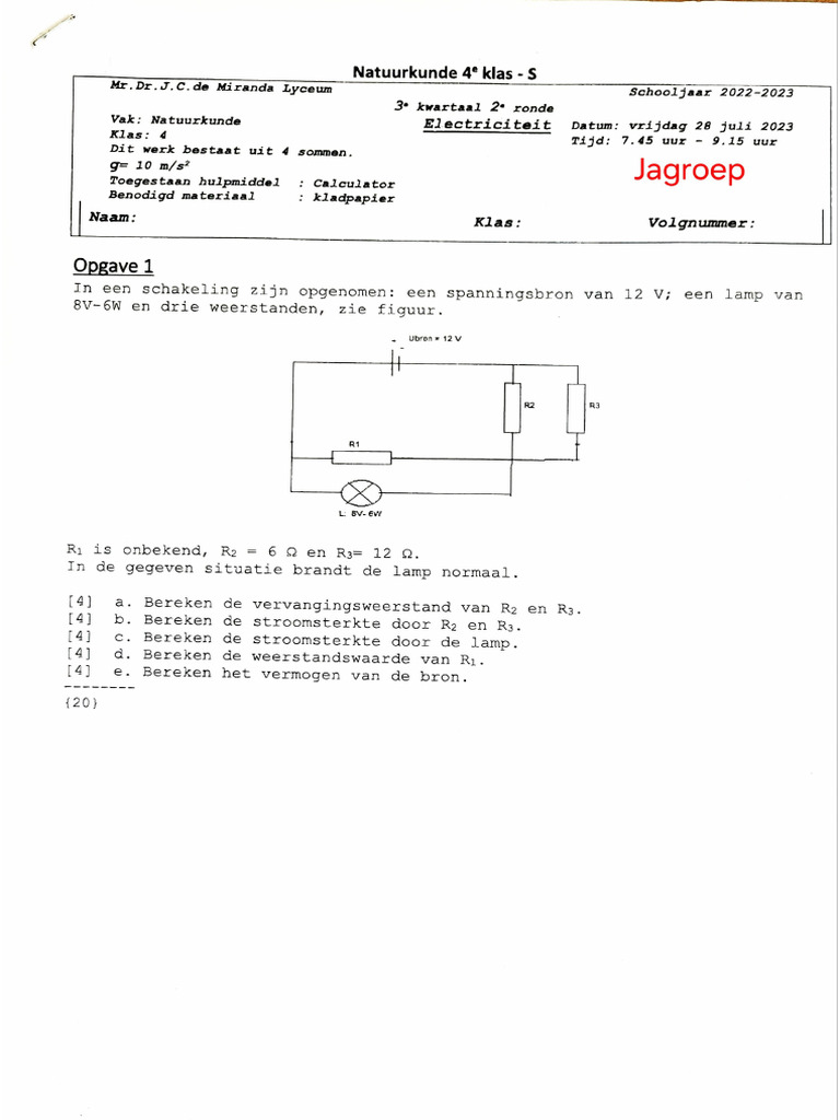 Elektriciteit Opgaven - 082836 | PDF