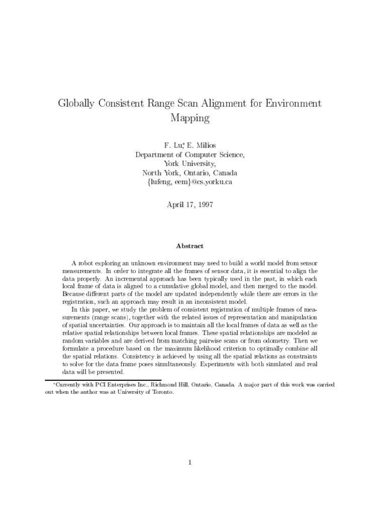 1997 Globally Consistent Range Scan Alignment For Environment Mapping ...
