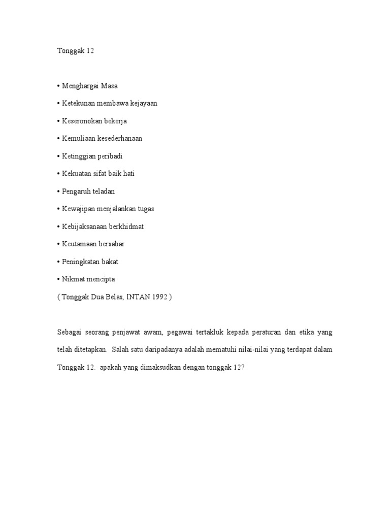 Nilai Tonggak 12 untuk Penjawat Awam | PDF | Karier & Perkembangan