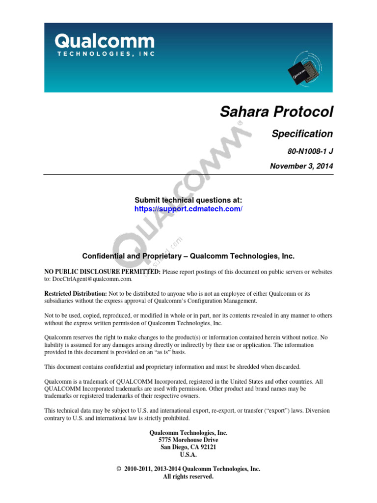 80-N1008-1 J Sahara Protocol Specification | PDF | Network Packet | Network Protocols