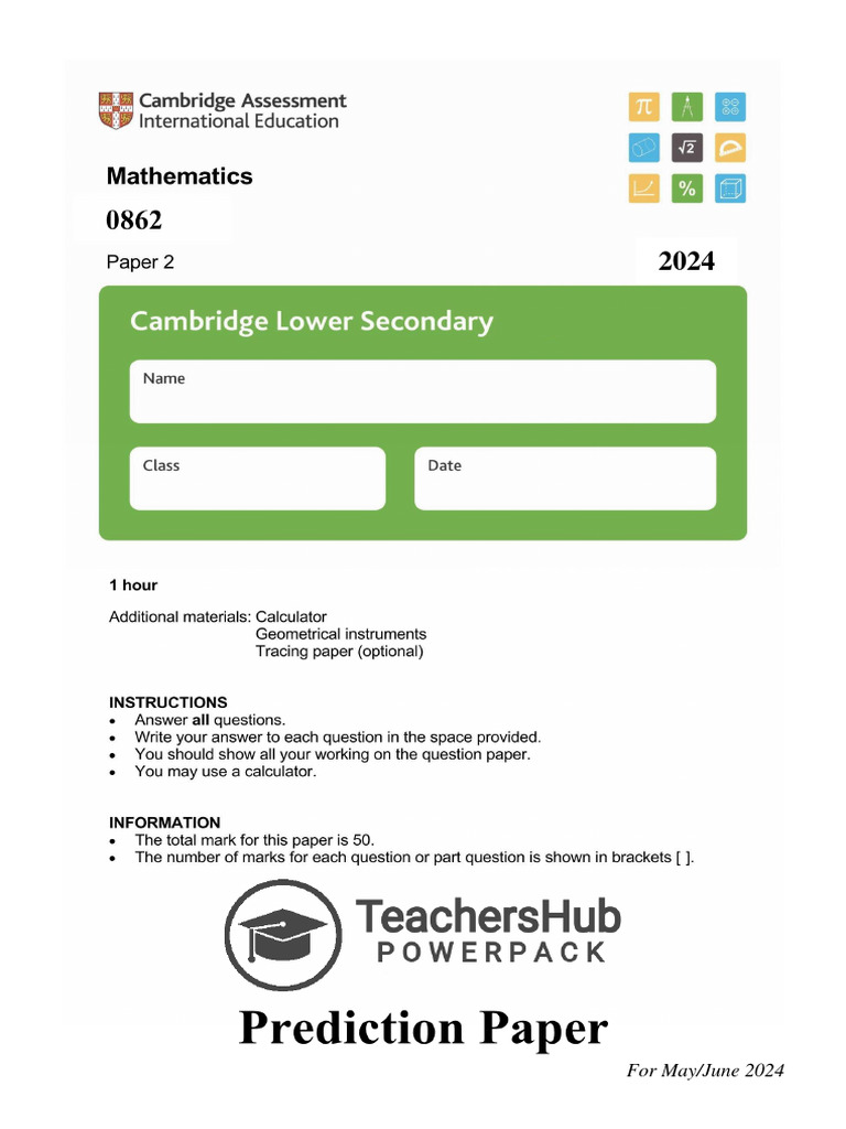 Prediction Paper - Calculator Paper 2 | PDF | Mathematical Notation ...