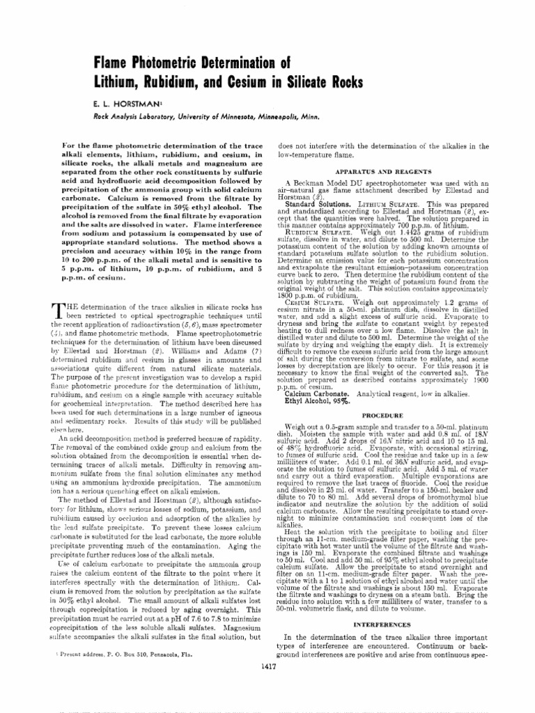 Photometric Determination Lithium, Rubidium, and Cesium in Silicate ...