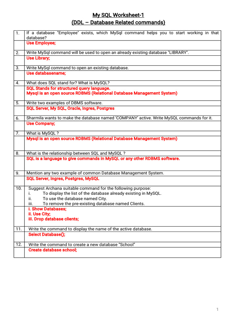 All Worksheets MYSQL - Solutions | PDF | Information Retrieval | Data