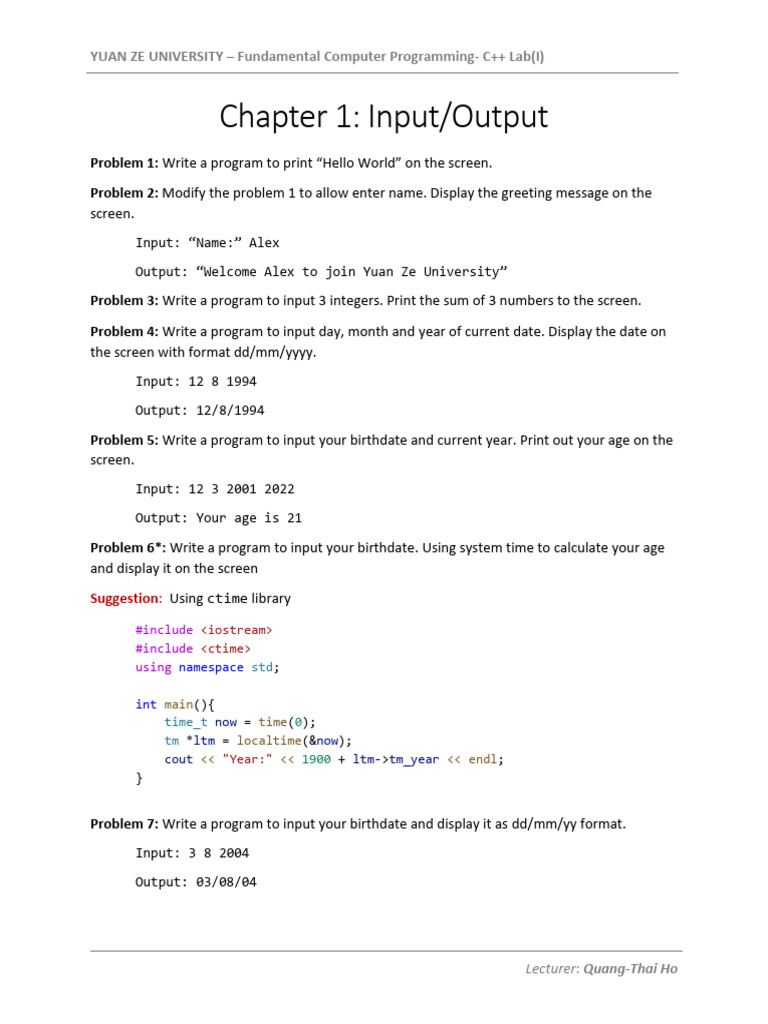 Chapter 1 - Input Output | Download Free PDF | Programming Paradigms | Computer Engineering