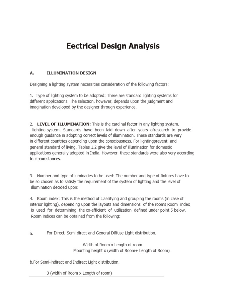 Electrical Design Analysis | PDF | Lighting | Fluorescent Lamp