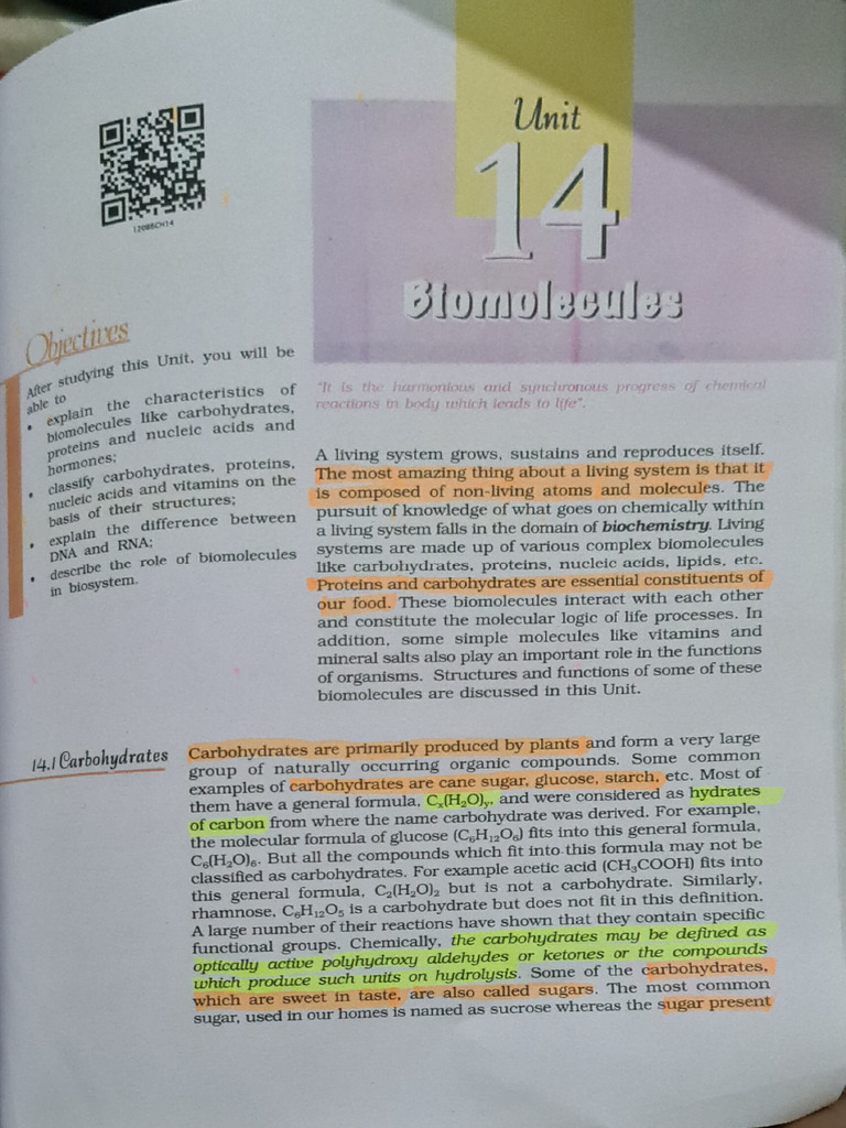 Highlighted NCERT of Biomolecules by Bharat Panchal Sir | PDF ...