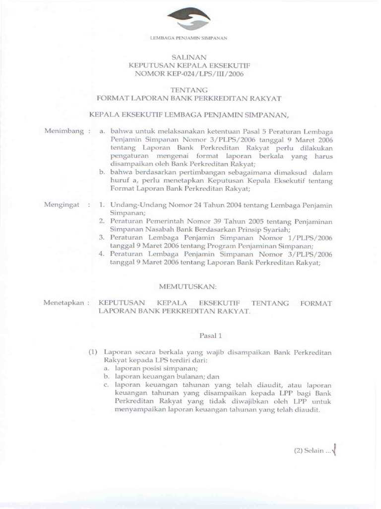 Dicabut KKE 024 2006 TTG Format Laporan BPR | PDF