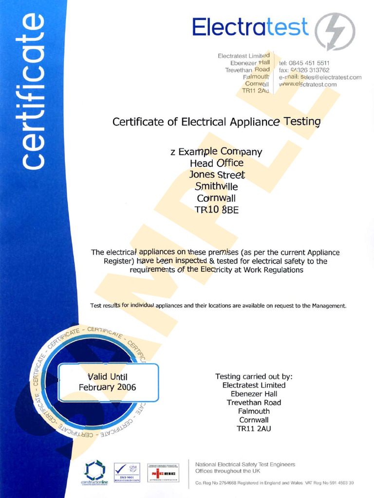 Certificate of Testing07 | PDF