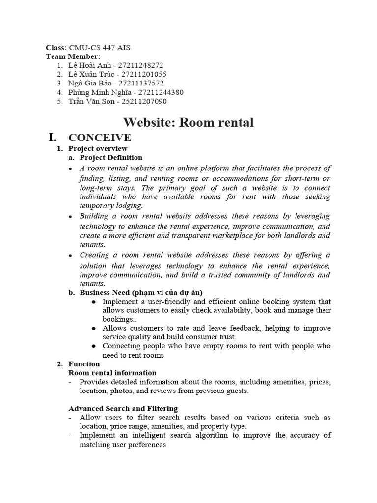 Room Rental Website | PDF | Databases | Renting