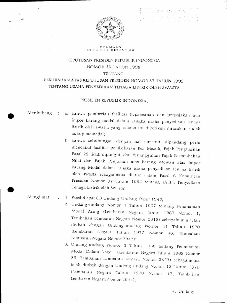 Kepres 38 1998 | PDF